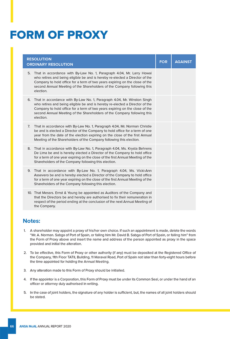 Form of Proxy - ANSA McAL