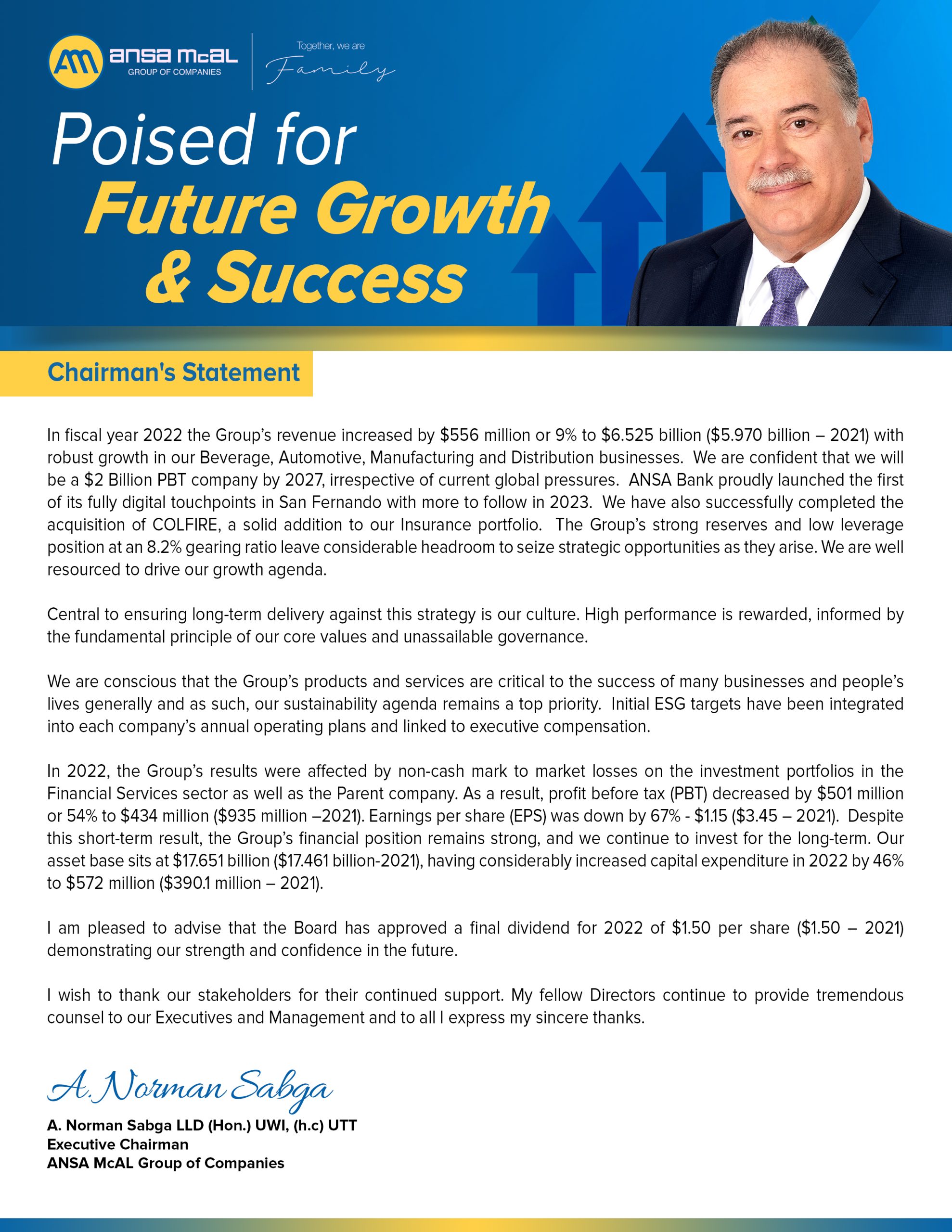 Chairman’s Statement: 2022 Year End Audited Financial Results – Poised ...