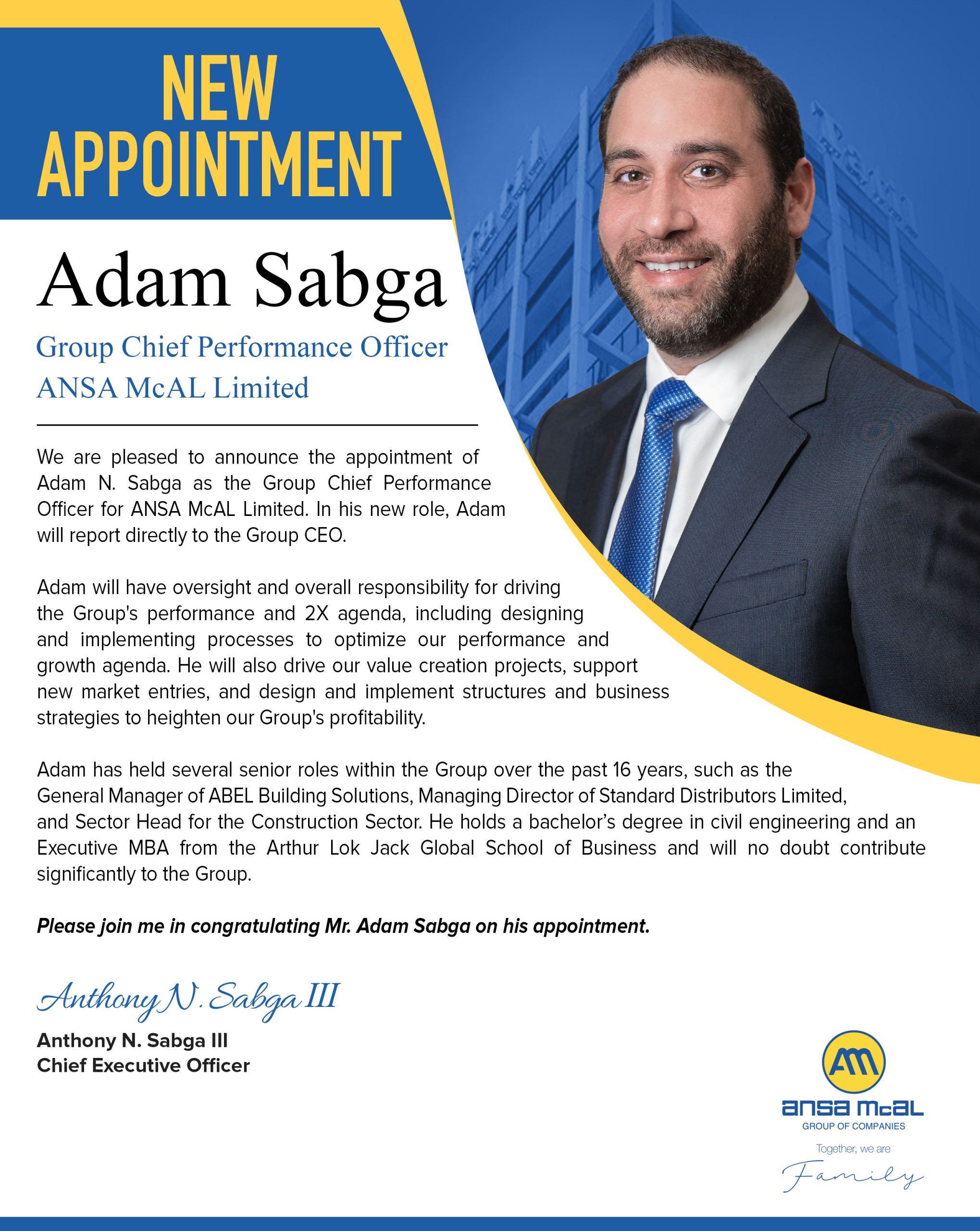 New Appointment: Adam Sabga – Group Chief Performance Officer – ANSA ...