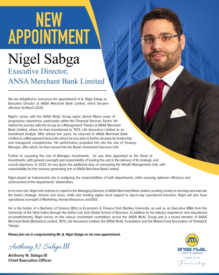 New Appointment: Nigel Sabga – Executive Director, ANSA Merchant Bank ...